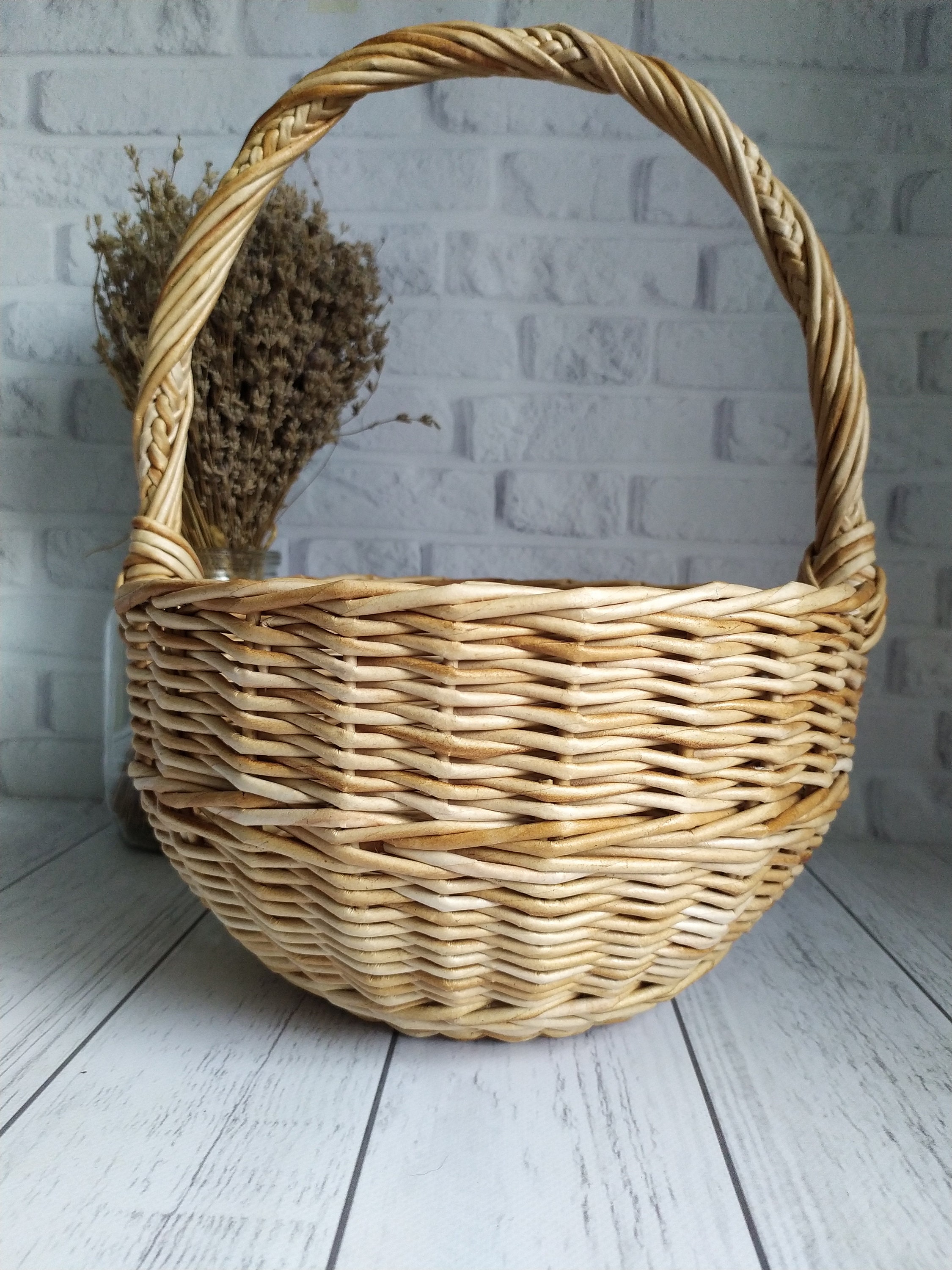 Rustic Wedding Basket Wicker Wedding Basket Girl Basket With Handle ...