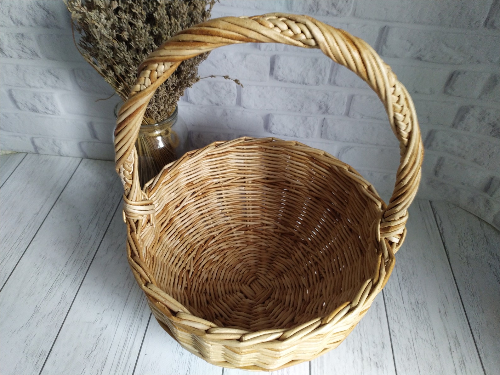 Rustic Wedding Basket Wicker Wedding Basket Girl Basket With Handle ...