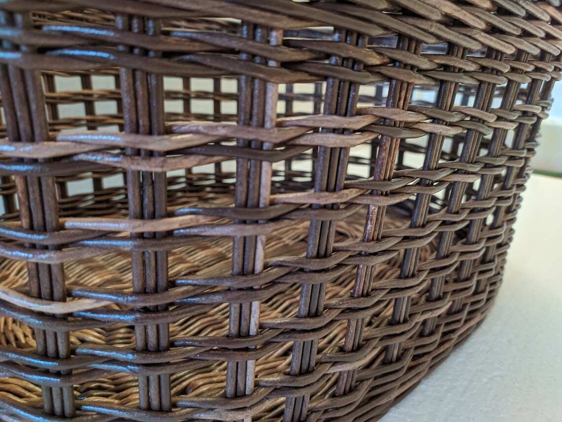 Wicker Laundry Basket Large Shallow Basket With Handles Oval | Etsy