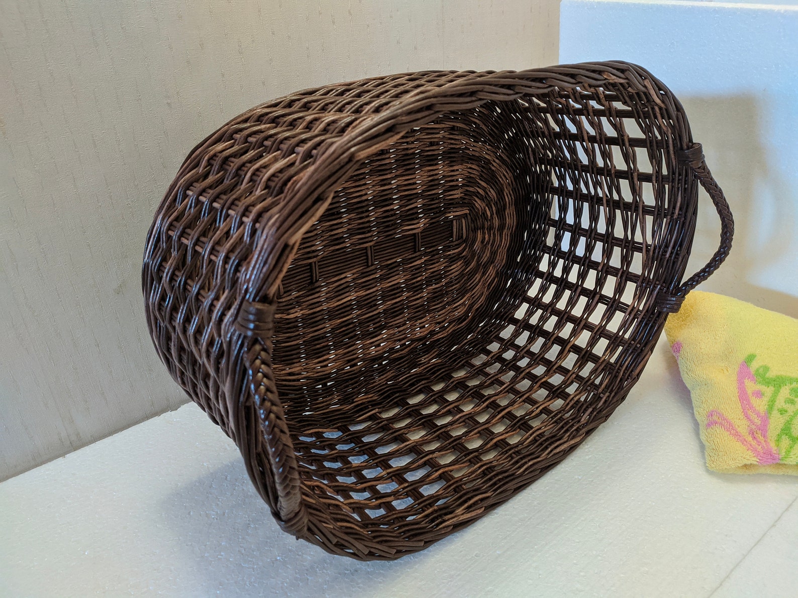 Wicker Laundry Basket, Large Shallow Basket With Handles, Oval Laundry ...