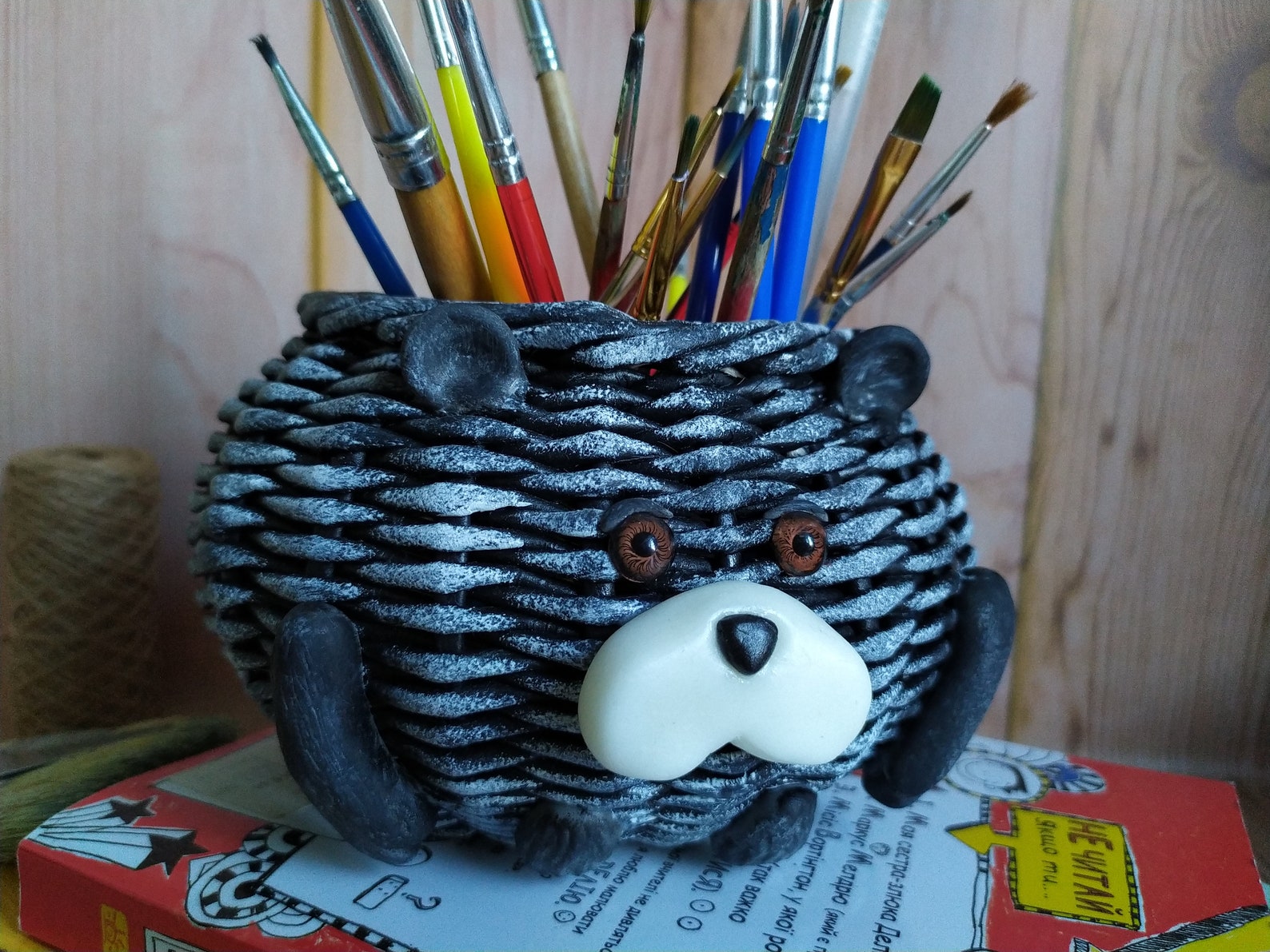 Woven Animal Pencil Holder, Cute Desk Organizing Accessory Pen/pencil ...