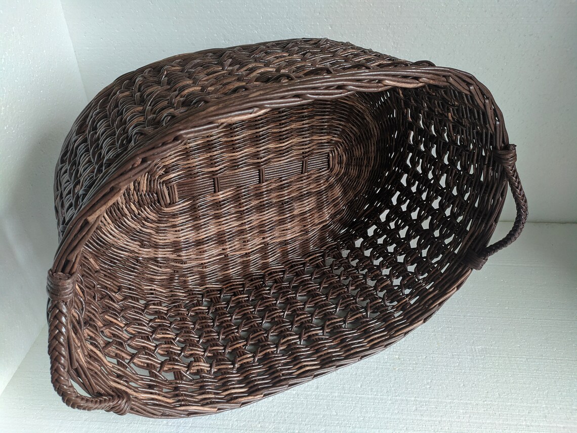 Laundry Basket Wicker Basket Large Shallow Basket With - Etsy