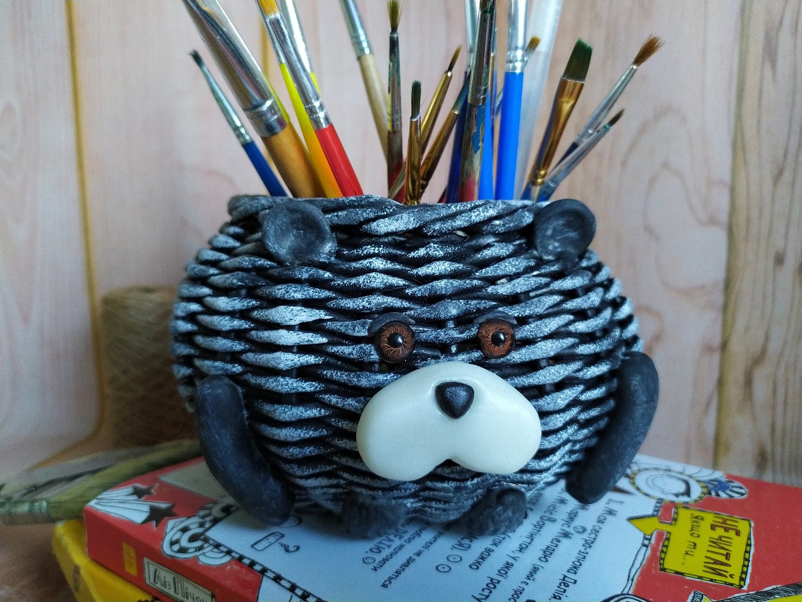 Woven Animal Pencil Holder, Cute Desk Organizing Accessory Pen/pencil ...