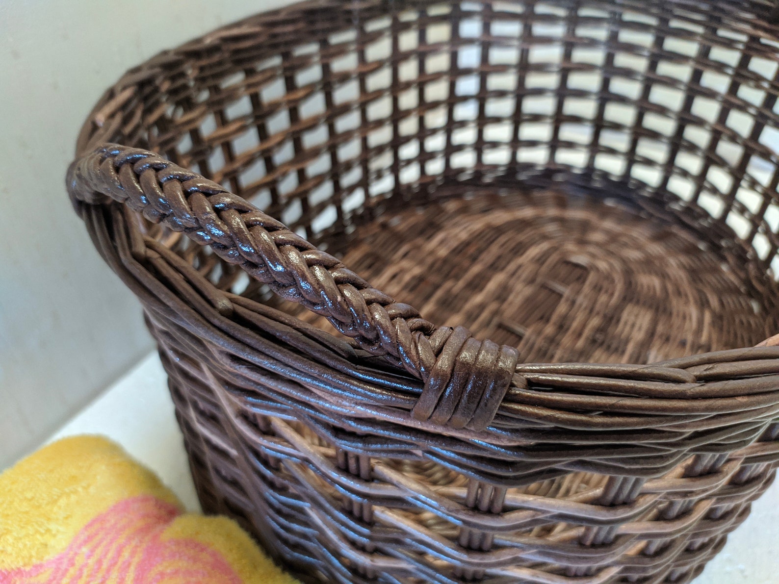 Wicker Laundry Basket, Large Shallow Basket With Handles, Oval Laundry ...