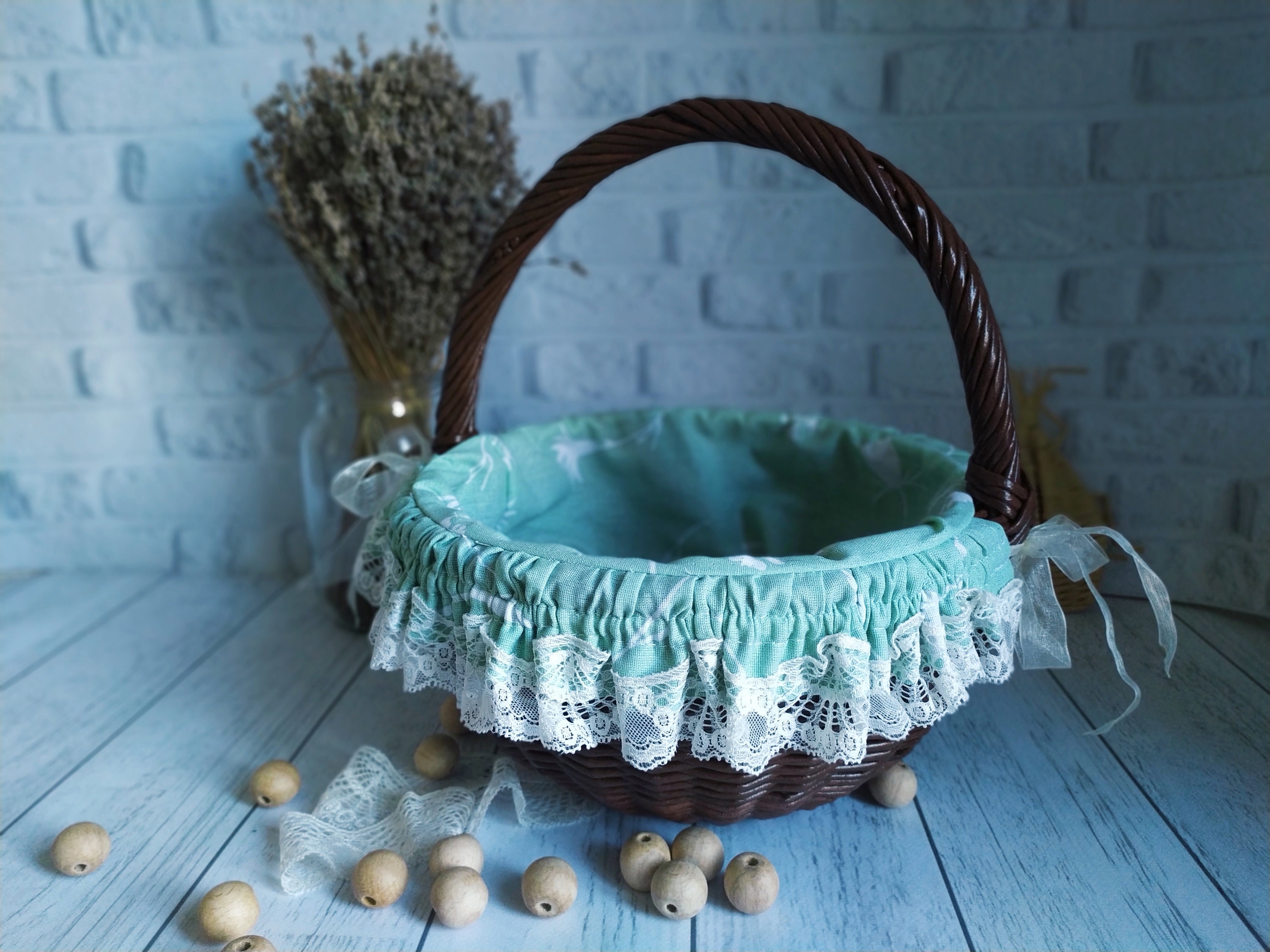 Rustic Wedding Basket Wicker Wedding Basket Girl Basket With Handle ...