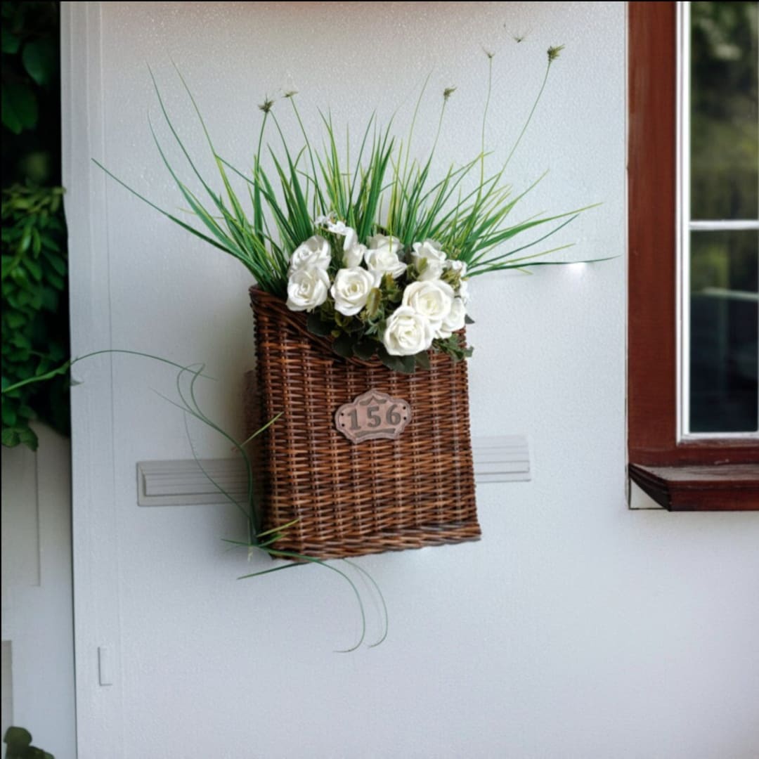 Woven Suspended STORM DOOR Basket in a Country Style, Showcasing a ...