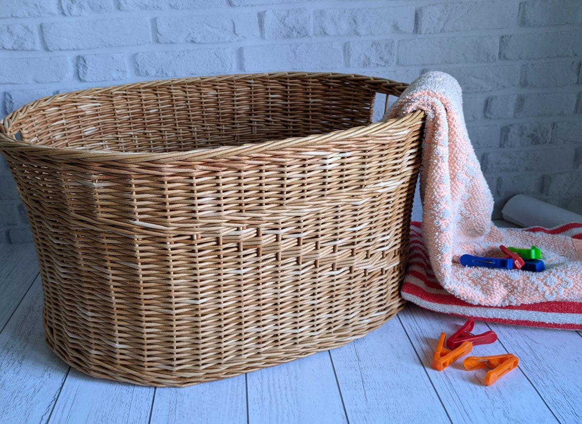 Large Wicker Laundry Basket Large Laundry Basket Oval Basket - Etsy