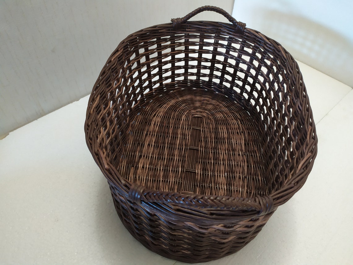 Wicker Laundry Basket Large Shallow Basket With Handles Oval | Etsy