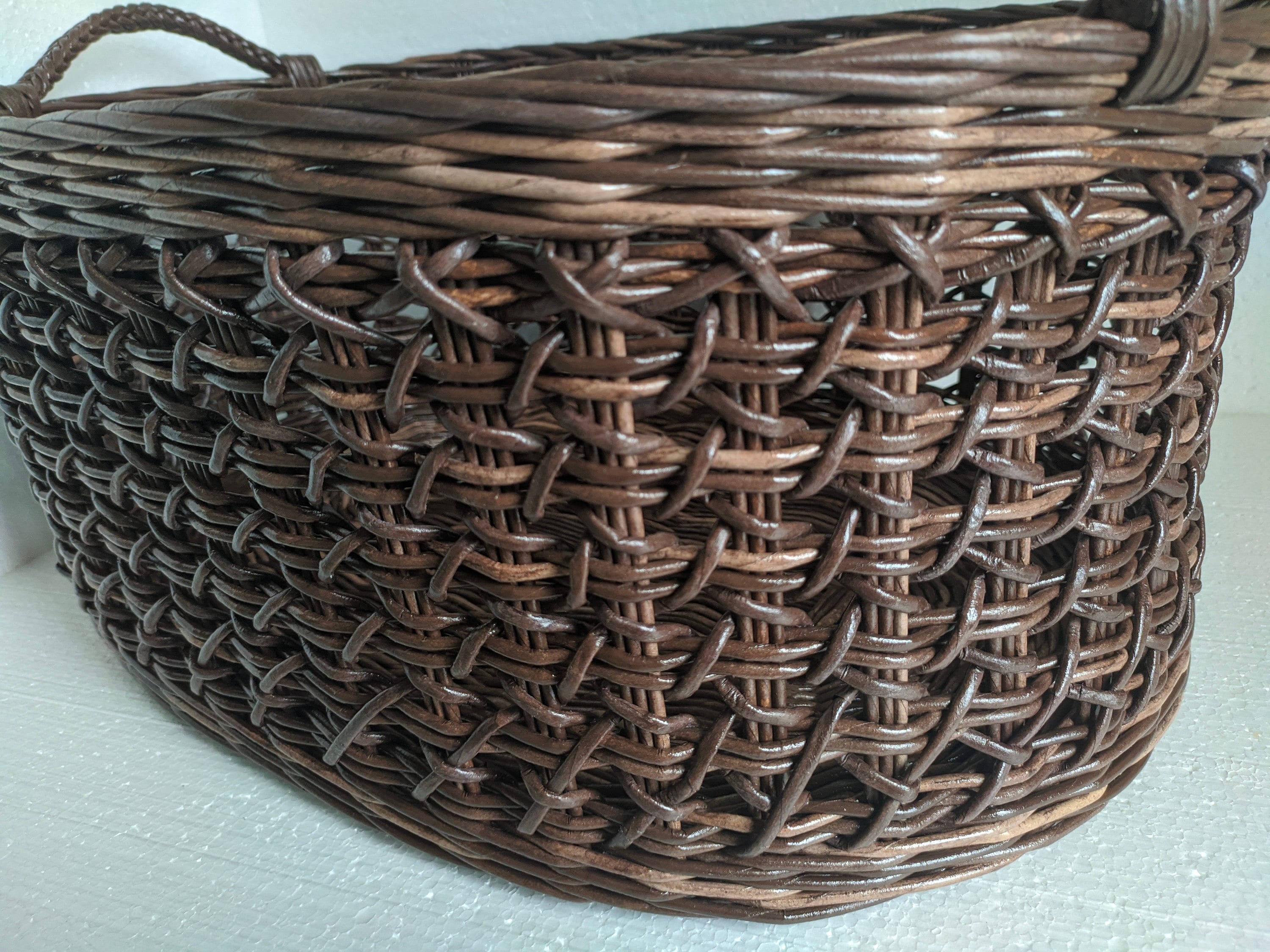 Laundry Basket, Wicker Basket, Large Shallow Basket With Handles, Oval ...