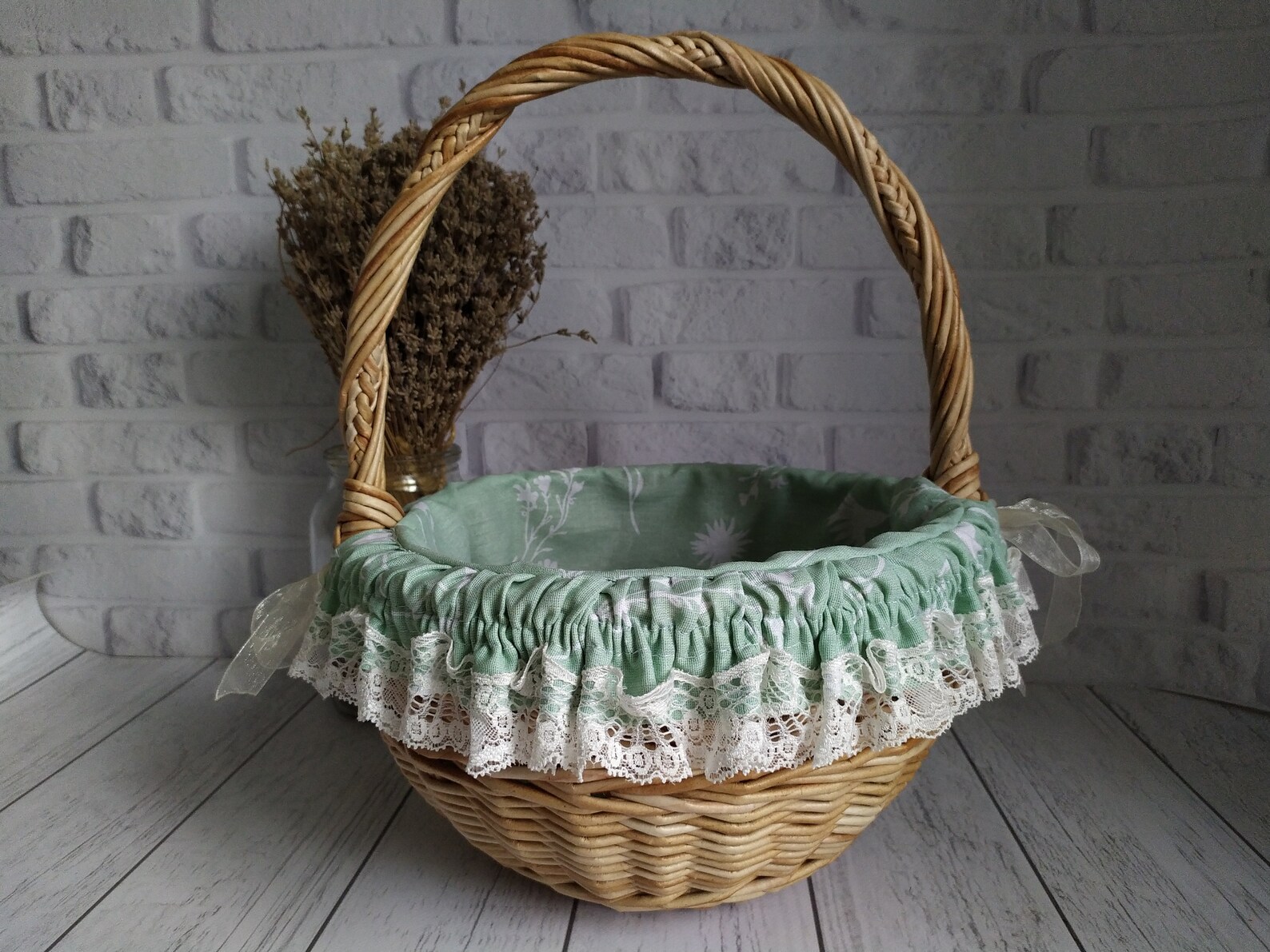 Rustic Wedding Basket Wicker Wedding Basket Girl Basket With Handle ...