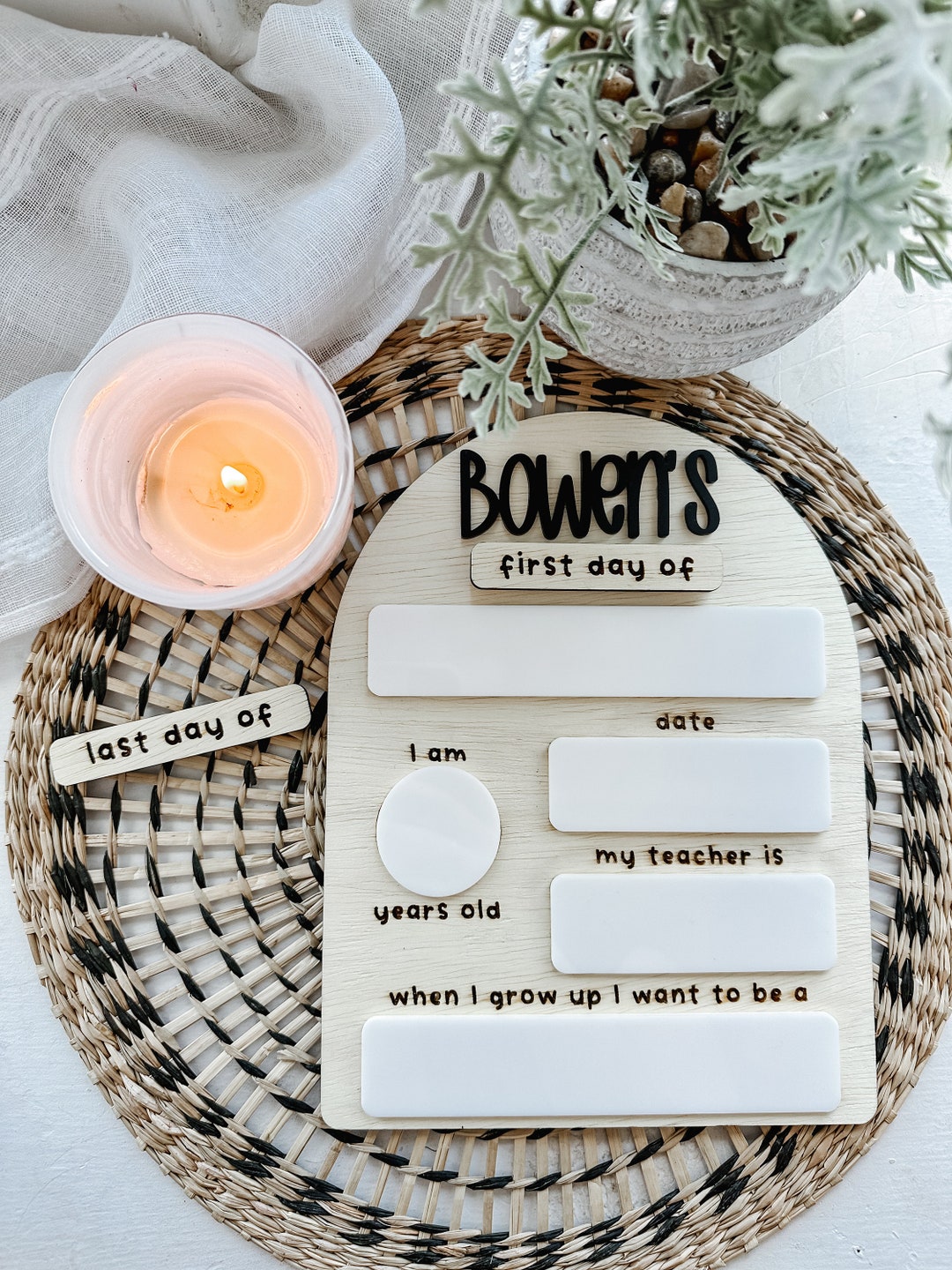Personalized First/last Day Board, Custom Kids Name 3d/engraved Board ...