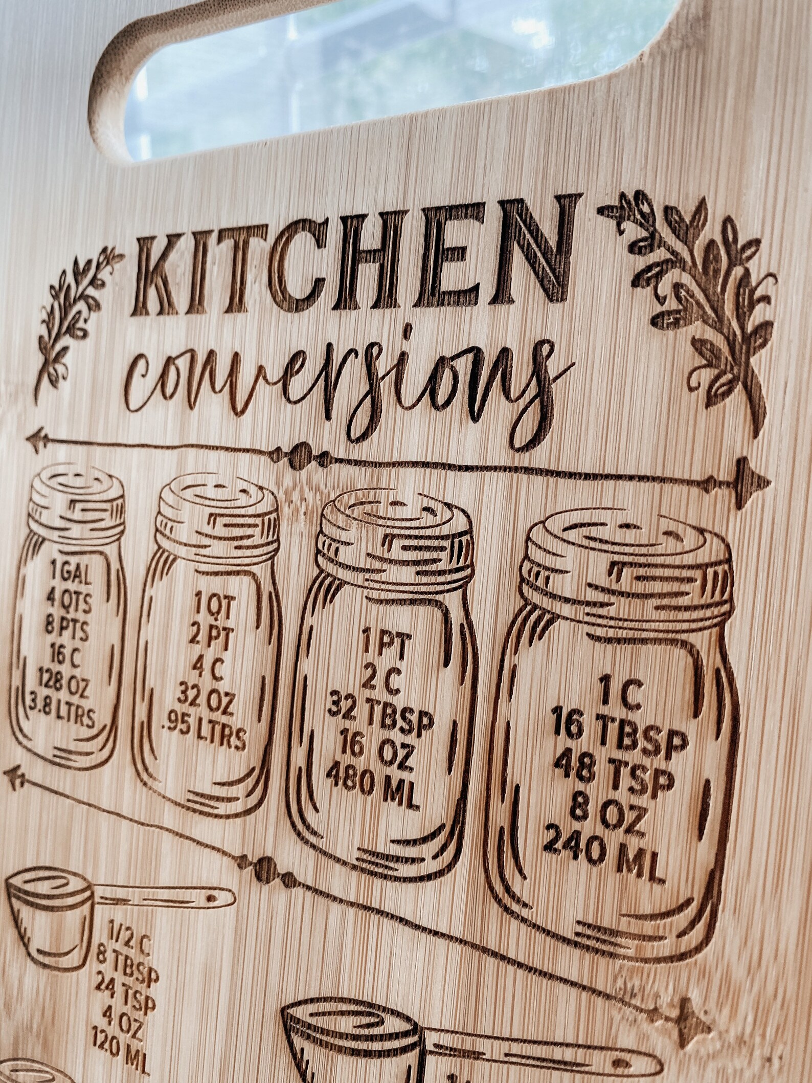 Kitchen Conversion Cutting Board, Kitchen Conversion Chart, Kitchen ...