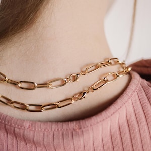 Large Link Chain, 18k Gold Filled Chain, XXL Paperclip Chain, Gold ...