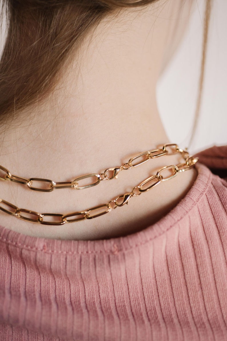 Large Link Chain 18k Gold Filled Chain XXL Paperclip Chain | Etsy