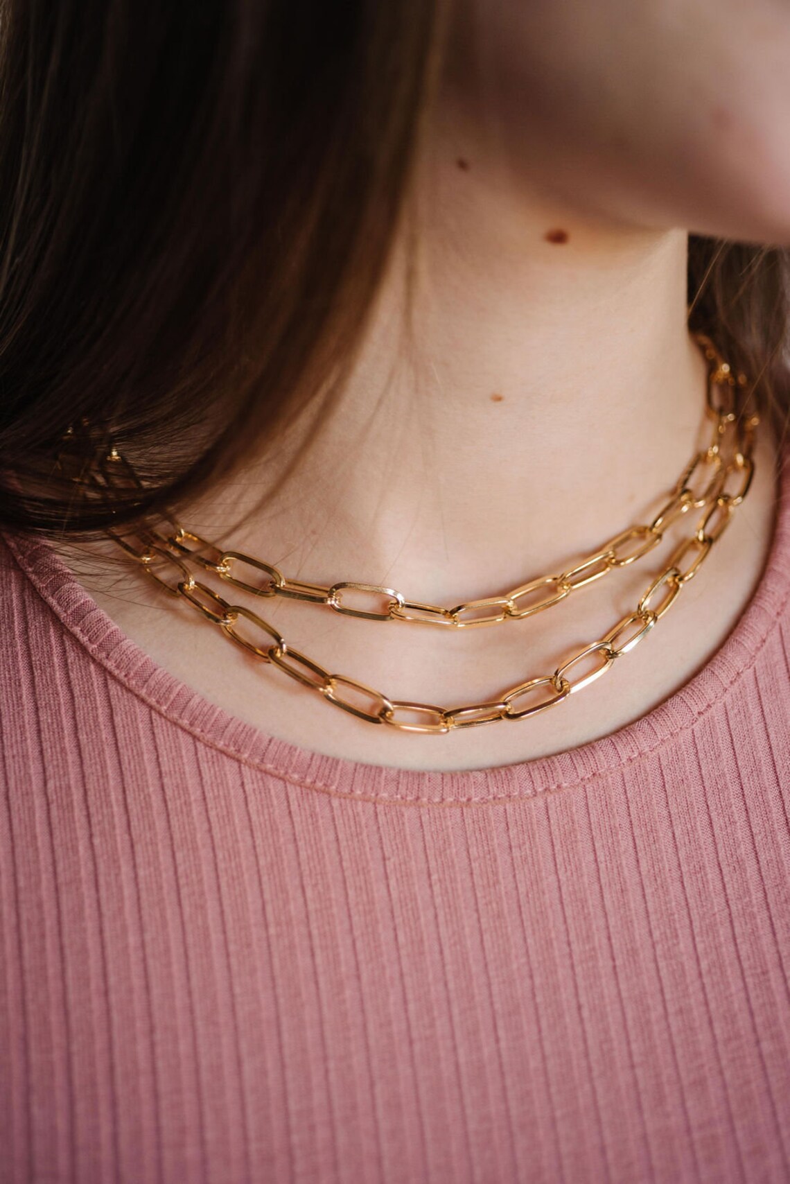 Large Link Chain 18k Gold Filled Chain XXL Paperclip Chain - Etsy