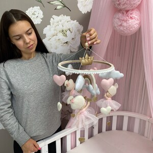 Princess Ballerinas Cot Mobile, Baby Cot Mobile, Musical Felt Mobile ...