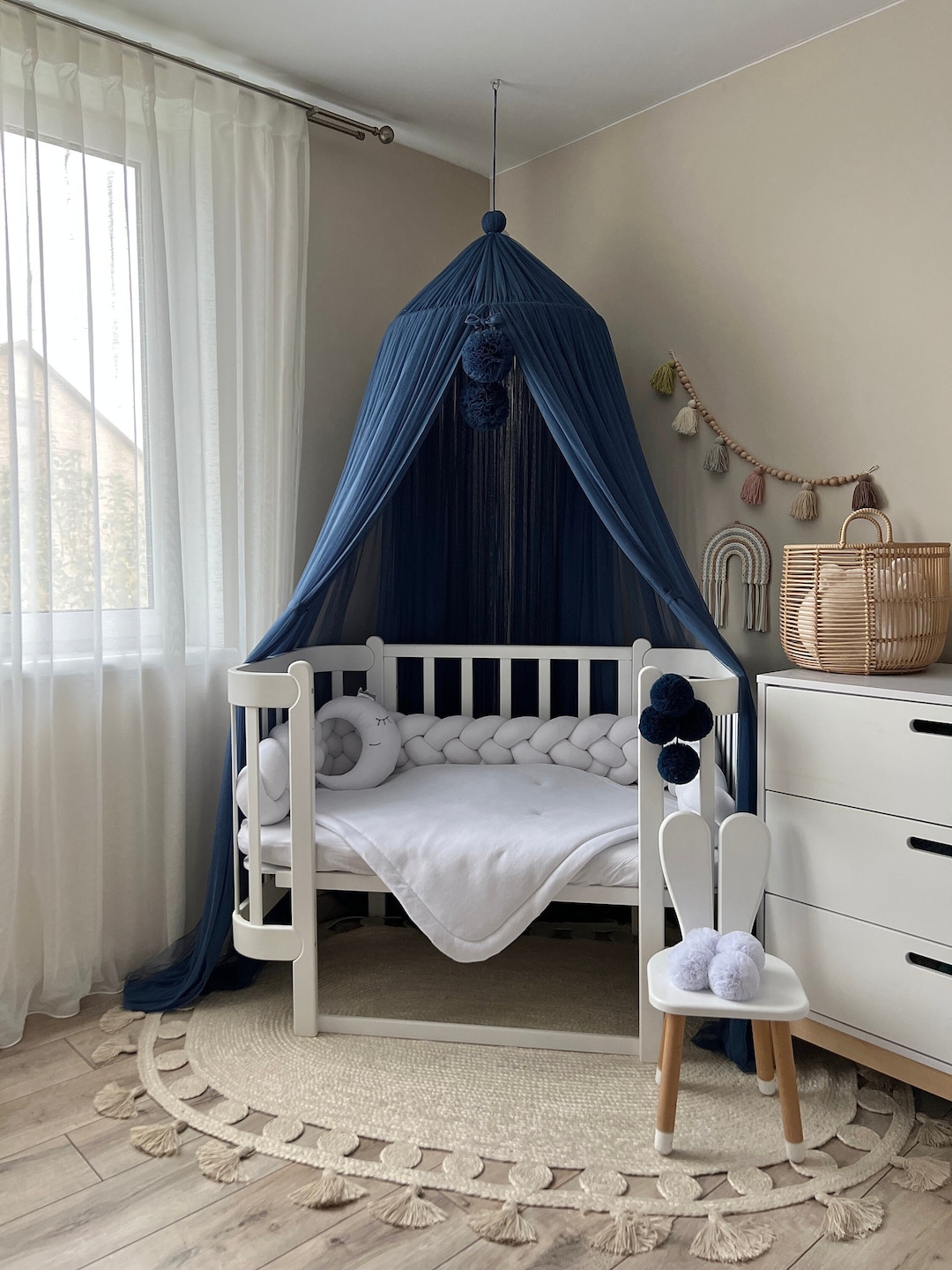Indigo Dark Blue Kids Bed Canopy, Soft Smooth Play Tent, Reading Nook ...