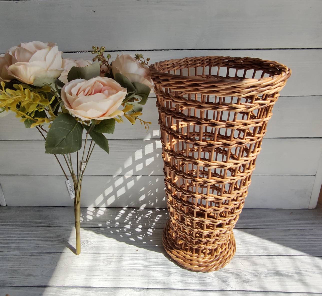 Wicker straw vase 15 inches high Tall primitive vase Boho | Etsy Wicker straw vase 15 inches high Tall primitive vase Boho | Etsy