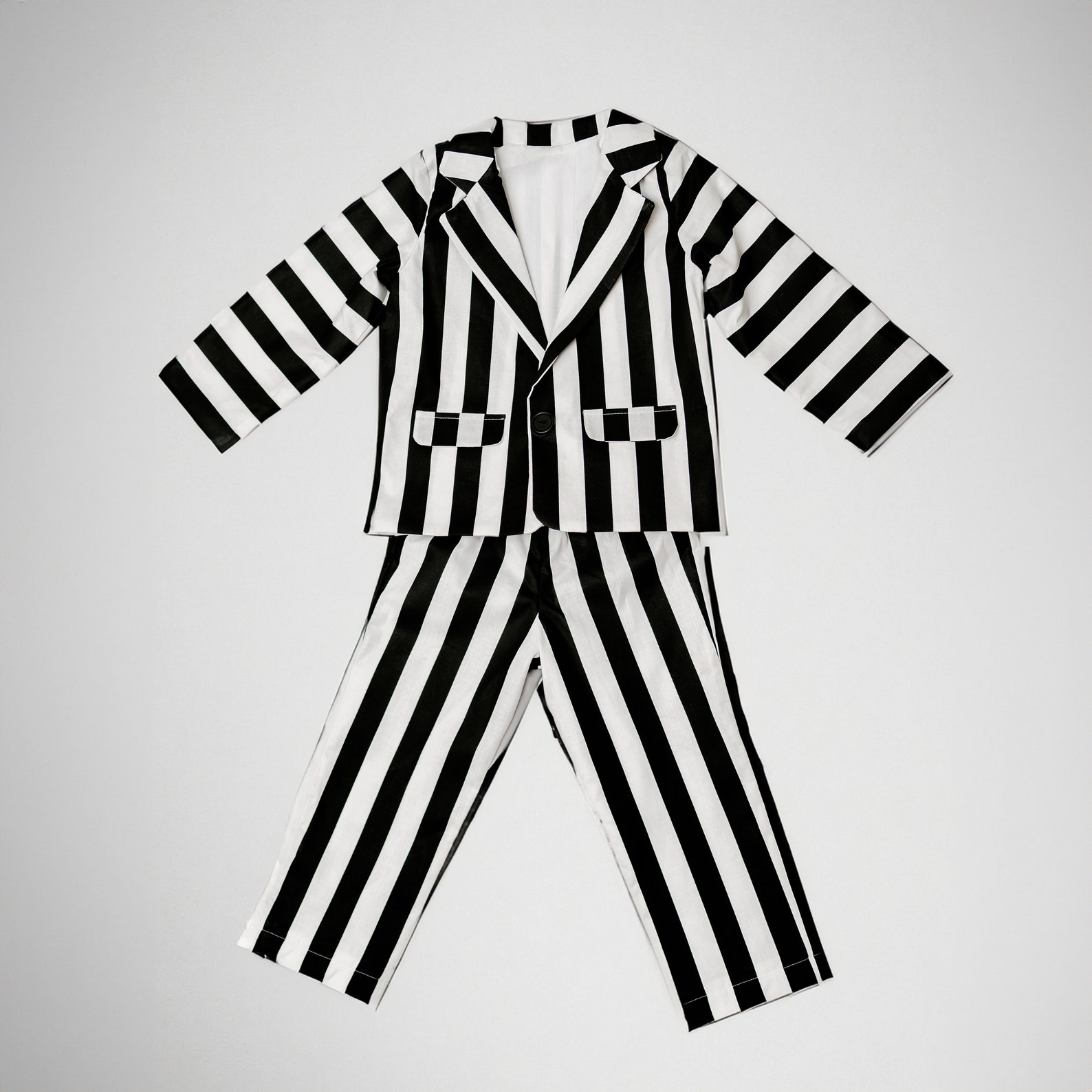 Kids Black and White Striped Suit - 3 Months - 12 Years - Halloween ...