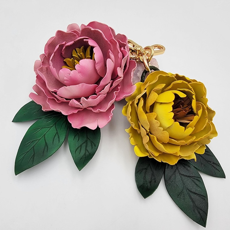 Peony Charm for Keychain - Etsy UK
