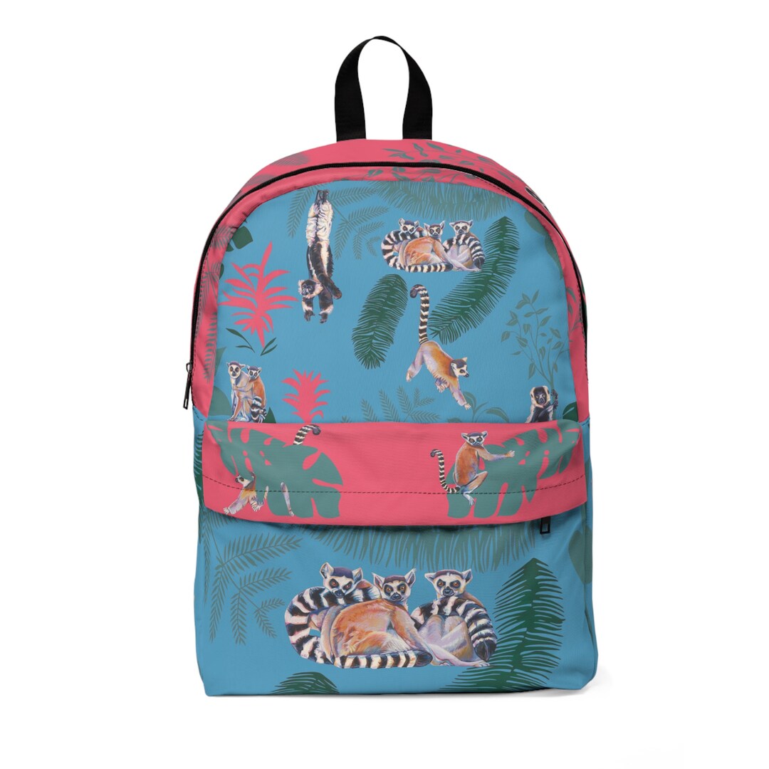 Madagascar Lemurs Sky Blue Jungle Safari Animal Unisex Classic Backpack ...