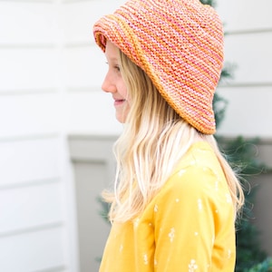 Knitting Pattern / Colorful Summer Hat / Easy Knit Garter Stitch Bucket ...