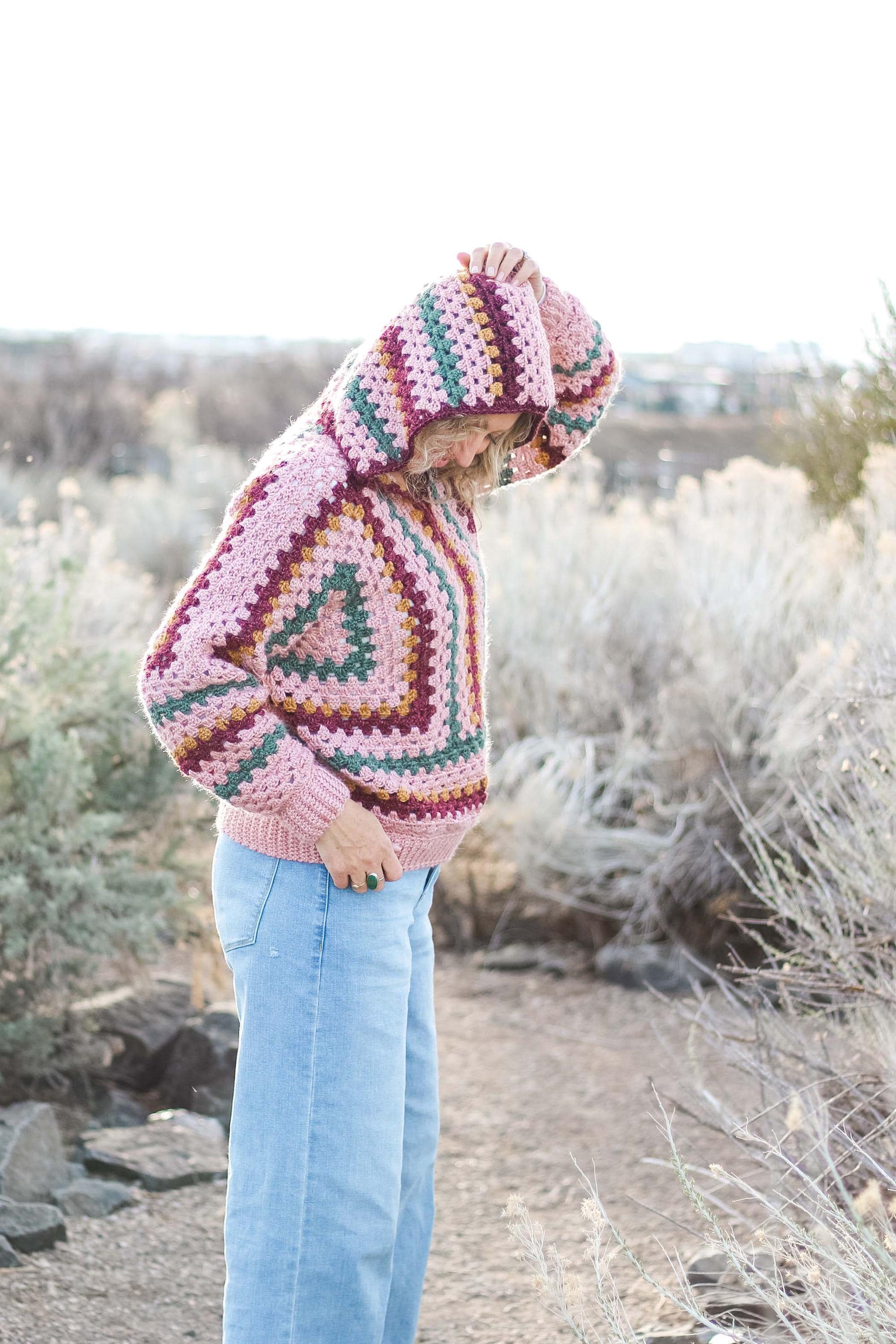 Crochet PATTERN & VIDEO / Crochet Hexagon Hooded Pullover / Hexagon ...