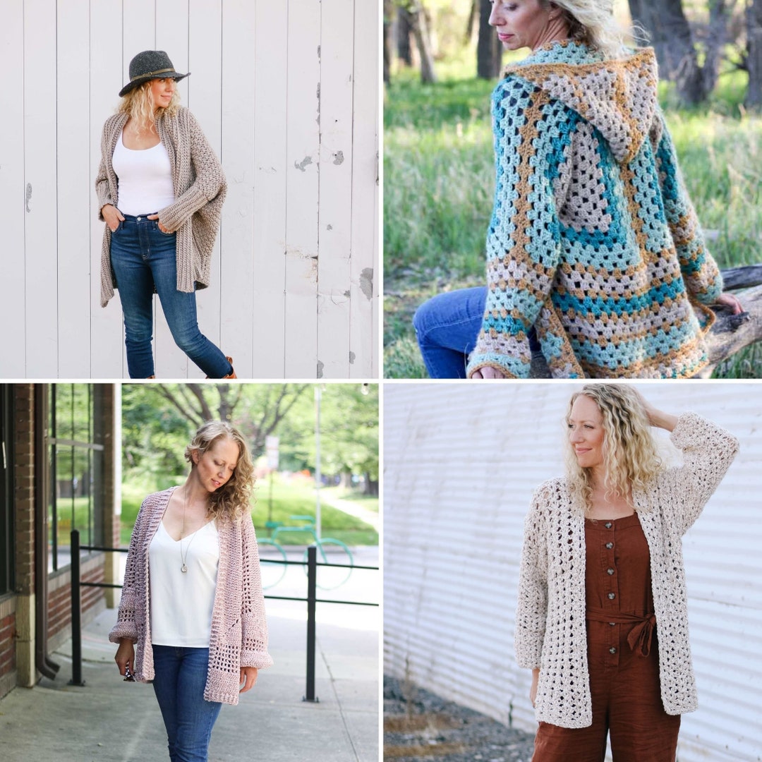 Easy Crochet Cardigans Pattern Bundle / Beginner Crochet Sweaters ...