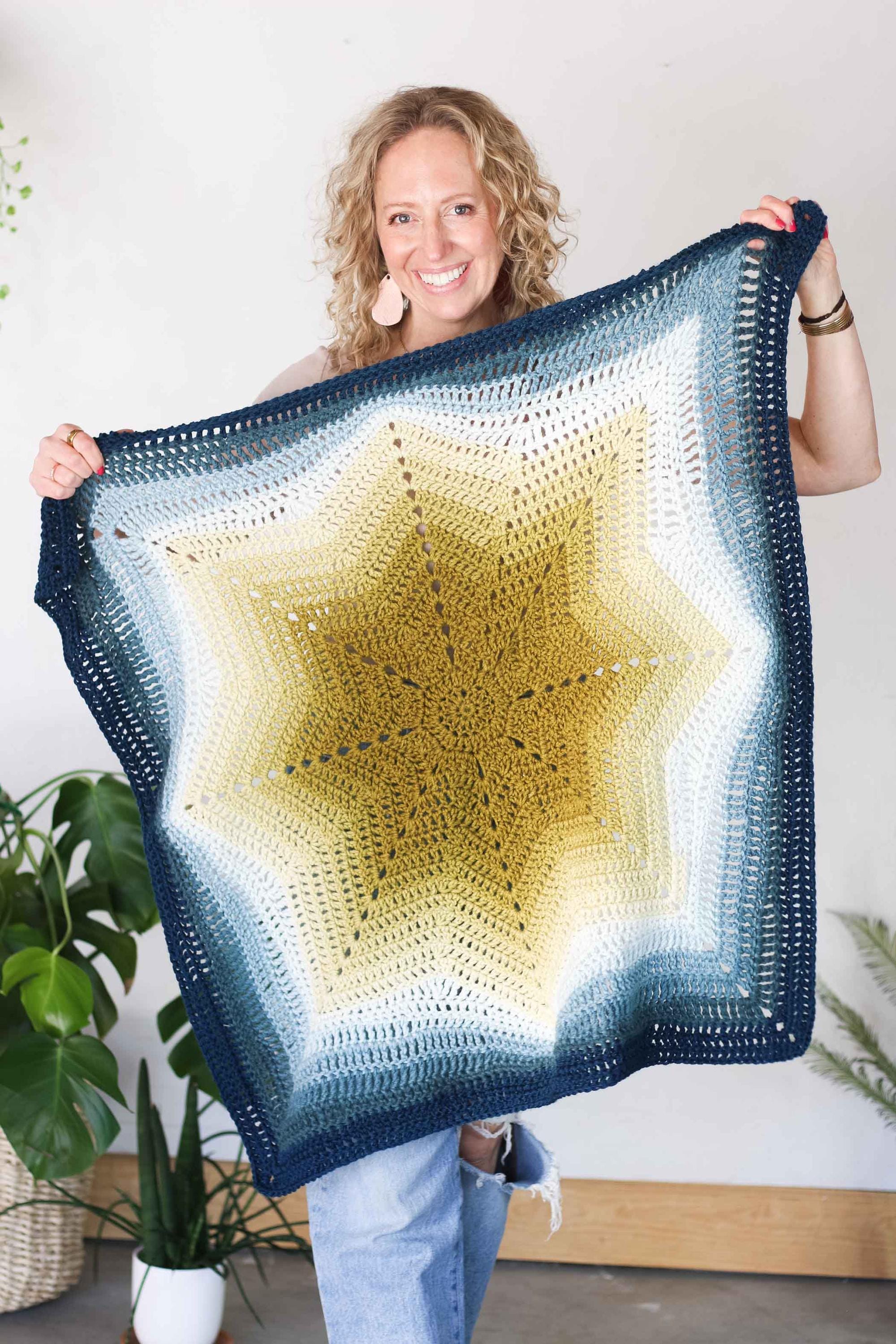 Crochet PATTERN E-BOOK & VIDEO / Fast Ombre Star Blanket / Crochet ...