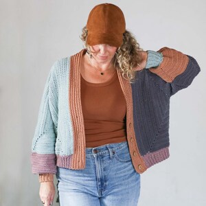 Crochet PATTERN & VIDEO / Colorblock Crochet Cardigan / Double Crochet ...