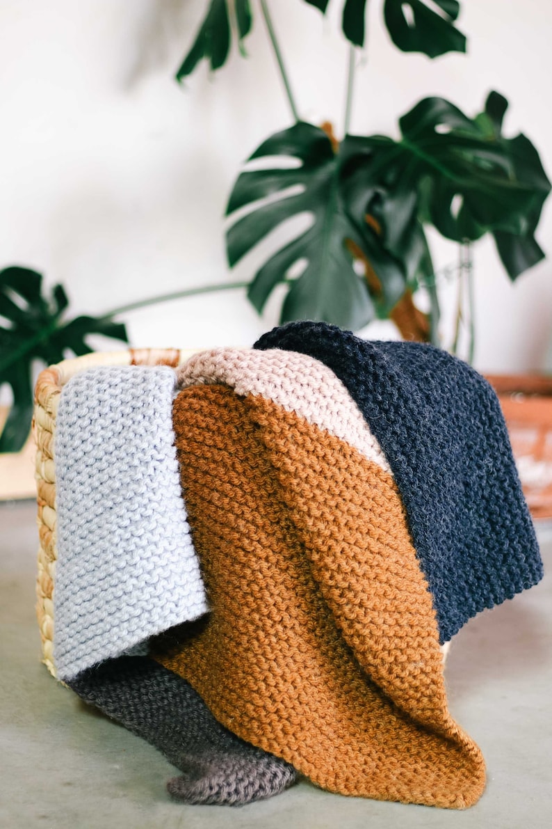 Knitting Pattern / Easy Color Block Blanket / Modern Patchwork Blanket ...