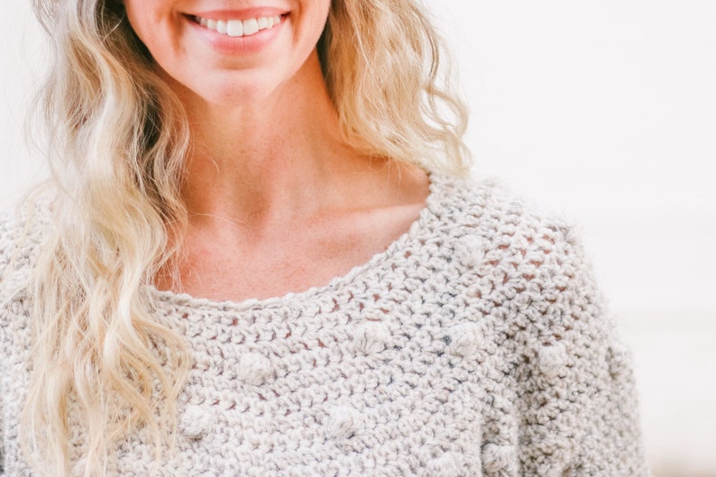 Crochet Pattern / Easy Yoke Sweater / Crochet Bobble Sweater / Top Down ...