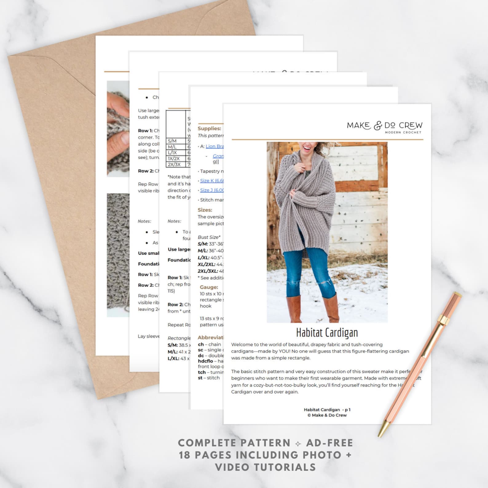 Crochet Pattern / Beginner Cardigan From Rectangle / Easy Sweater ...