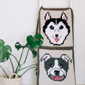 Crochet Pattern / Husky Dog Portrait / C2C Dog Blanket / Puppy Graphgan ...