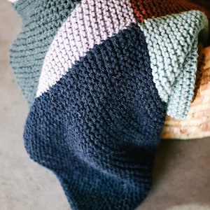 Knitting Pattern / Easy Color Block Blanket / Modern Patchwork Blanket ...