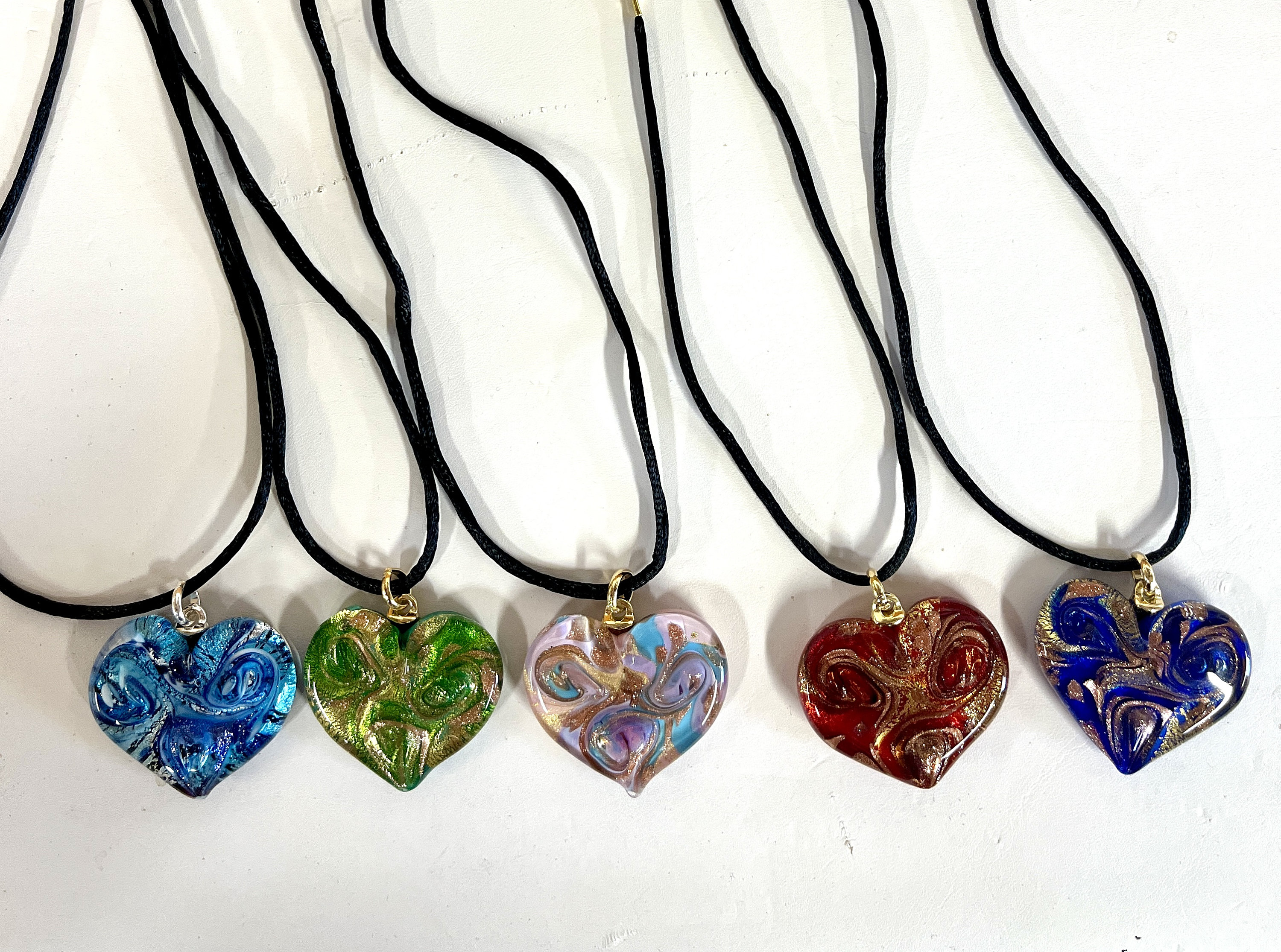 Murano Glass Van Gogh Heart Murano Heart Necklace - Etsy