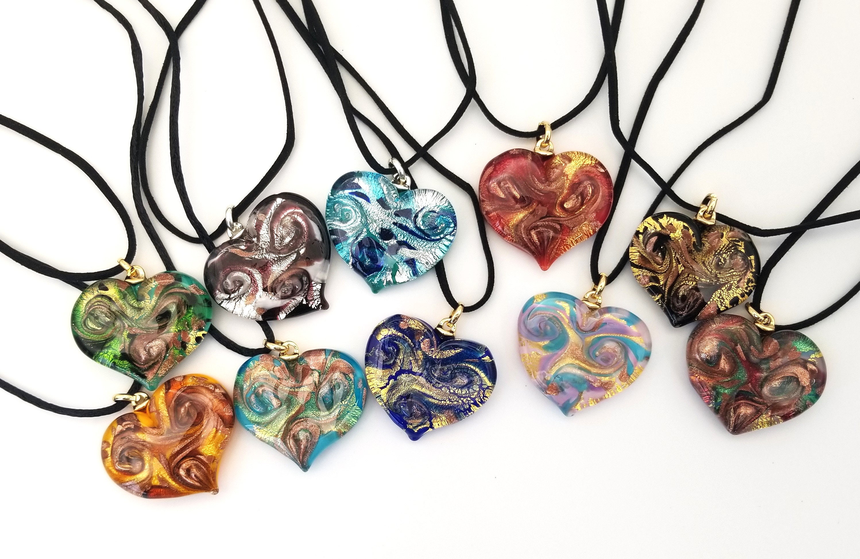 Murano Glass Van Gogh Heart Murano Heart Necklace - Etsy