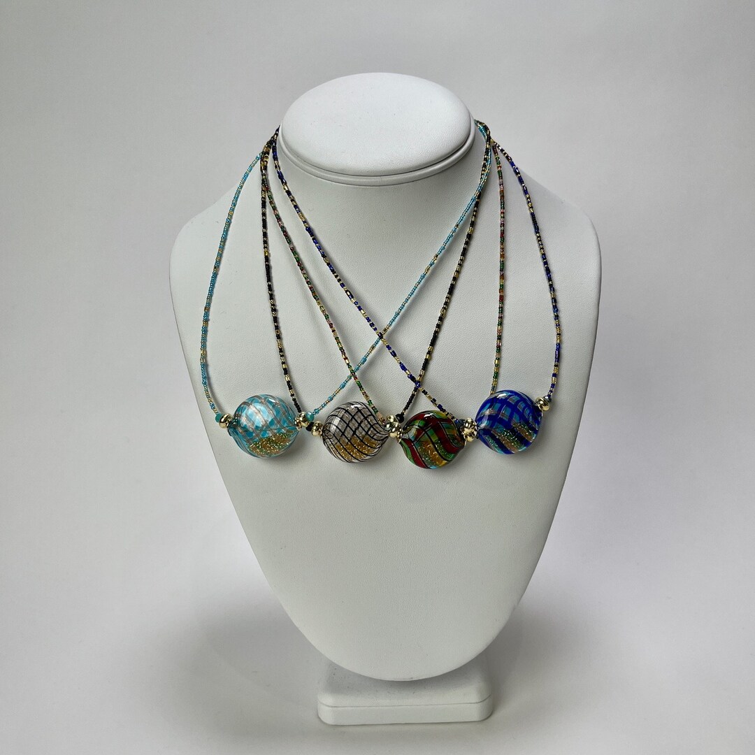 Murano Glass Necklace - Round Hollow- Hand Blown Glass - Etsy