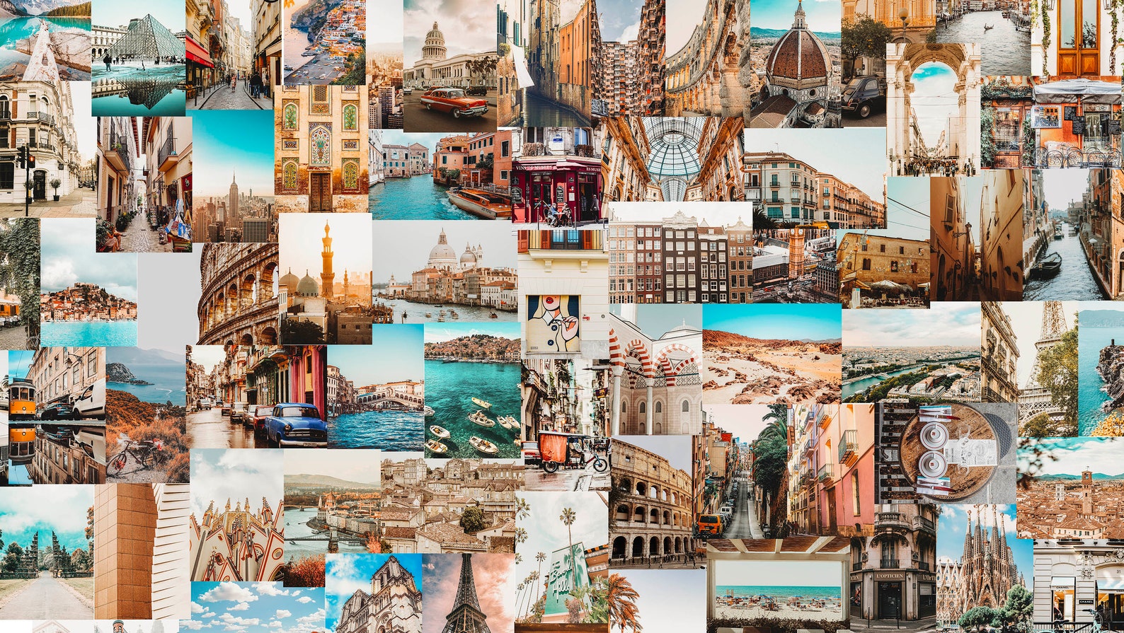 Travel Digital Collage Kit, Preppy Wall Decor, Summer Aesthetic Wall ...