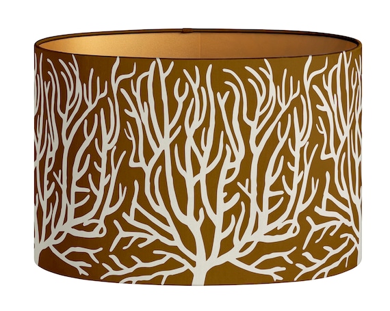 Lampshade Lauren Spice Ecru Coral Pattern Print Lightning - Etsy