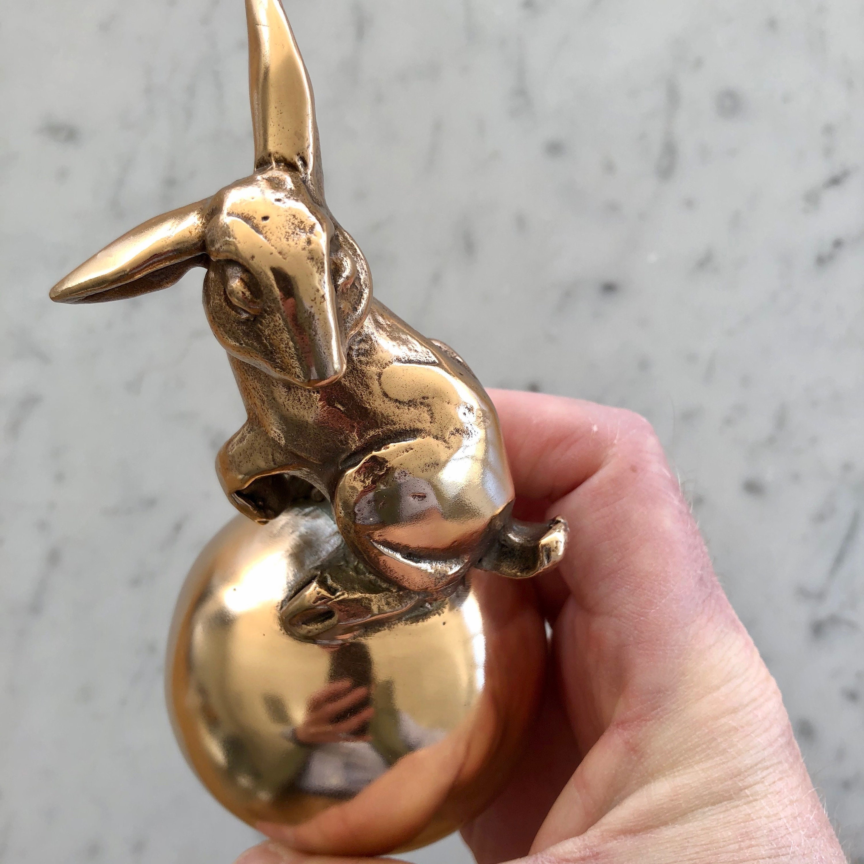 Solid Bronze Cast "rabbit" Door Knob - Etsy