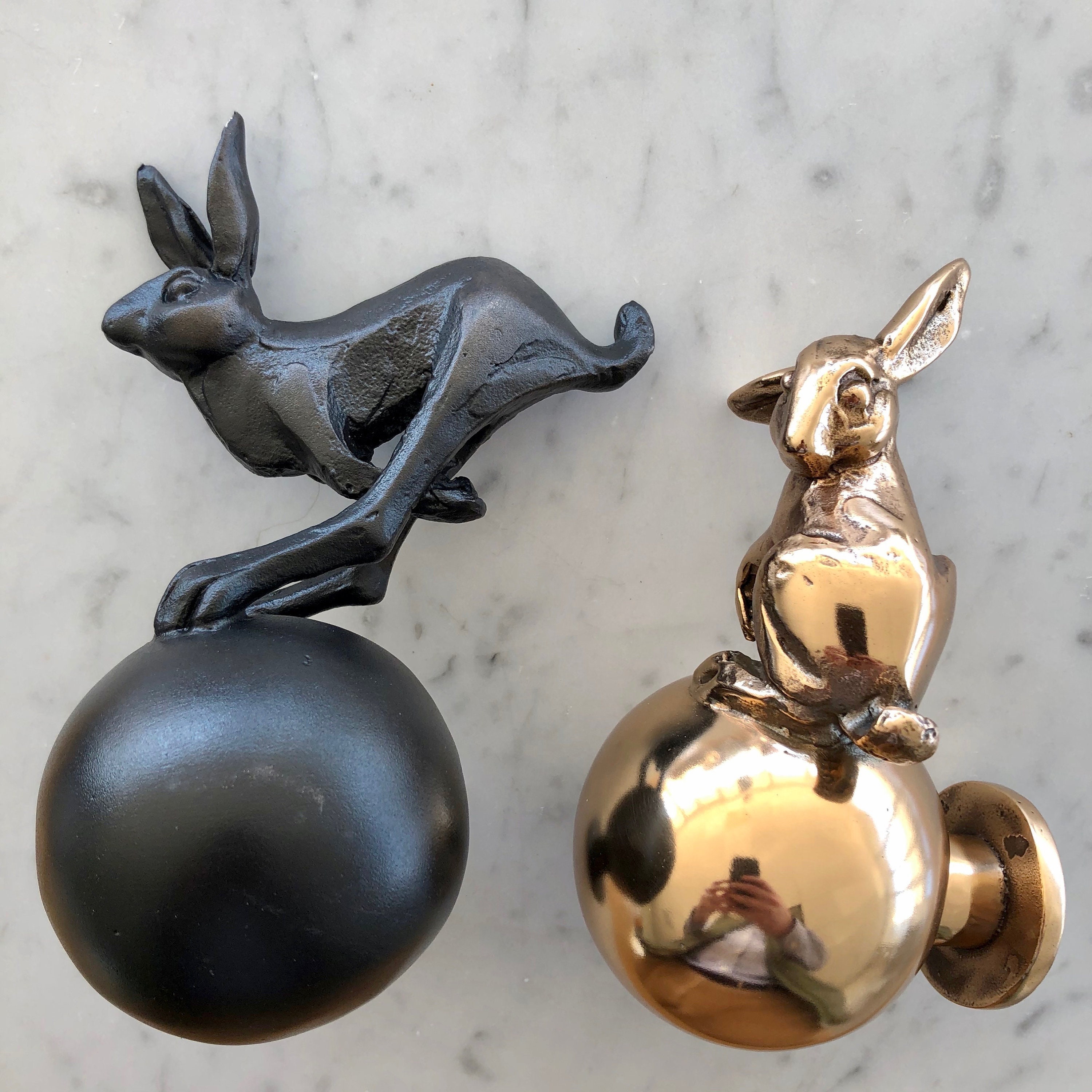 Solid Bronze Cast "hare" Door Knob - Etsy