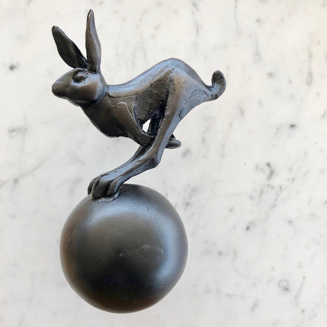 Solid Bronze Cast "hare" Door Knob - Etsy