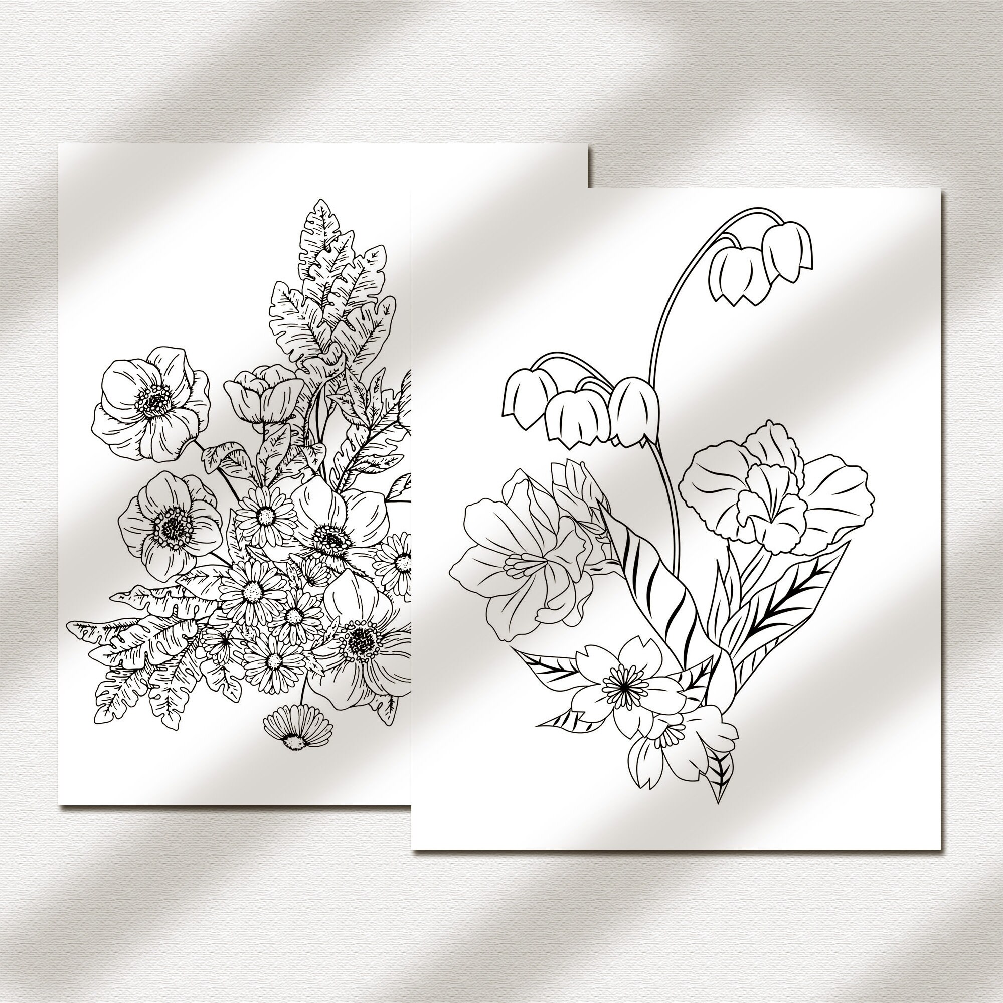 Coloring Pages Flowers 1 Flower Bouquets Printable - Etsy