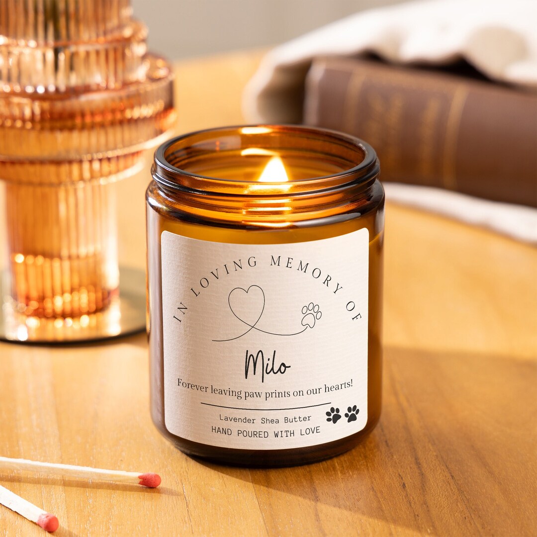 Pet Memorial Candle, Personalised Pet Loss Candle, Dog Lover Soy Wax ...