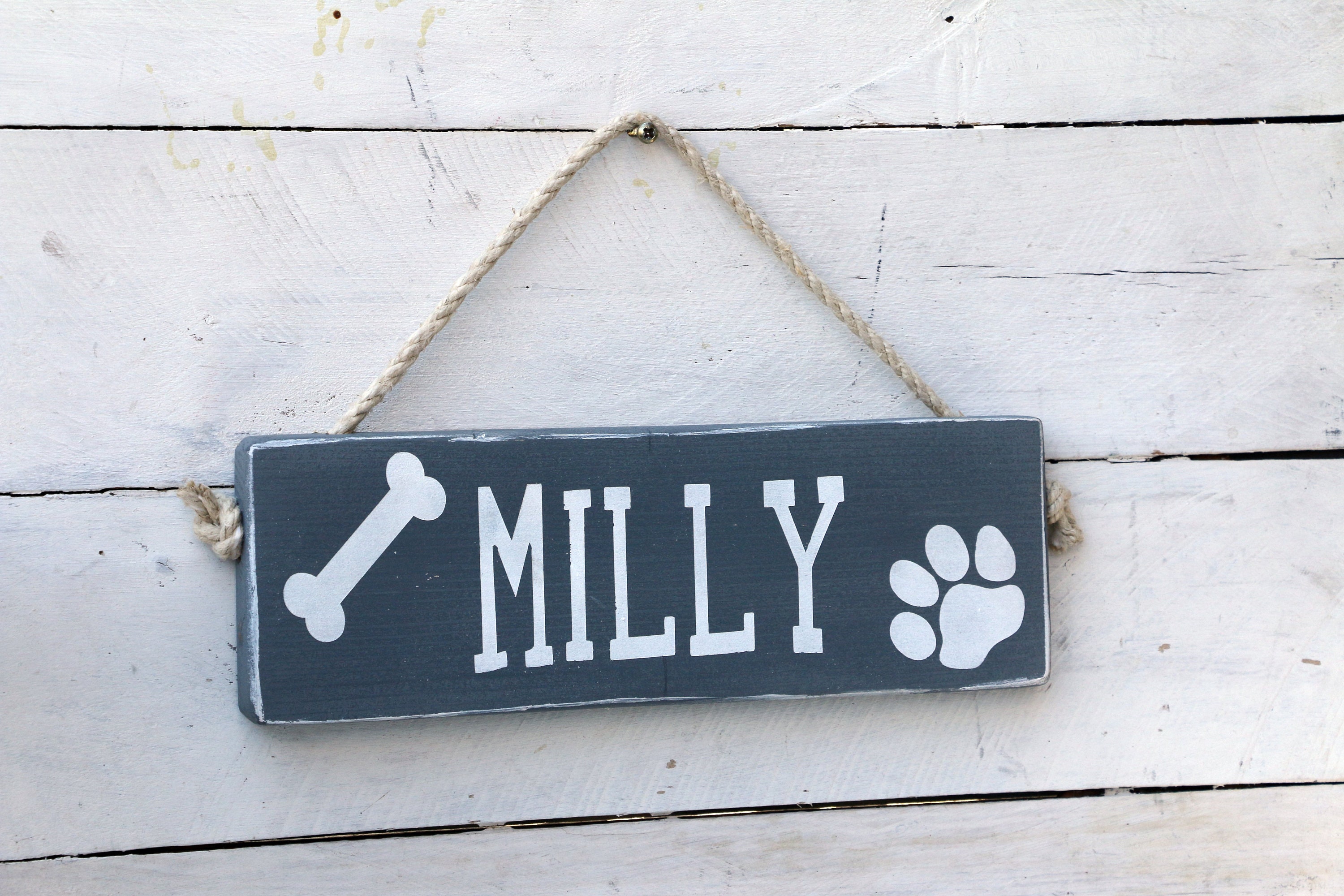 Personalized Wood Dog Name Sign, Paw Prints Pet Sign, Paw Prints Dog ...