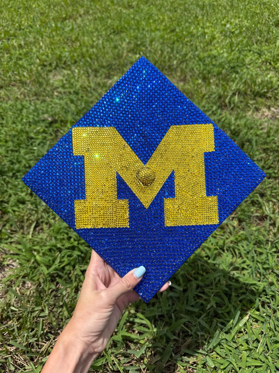 Custom Simple Rhinestone Logo Graduation Cap - College, High School ...