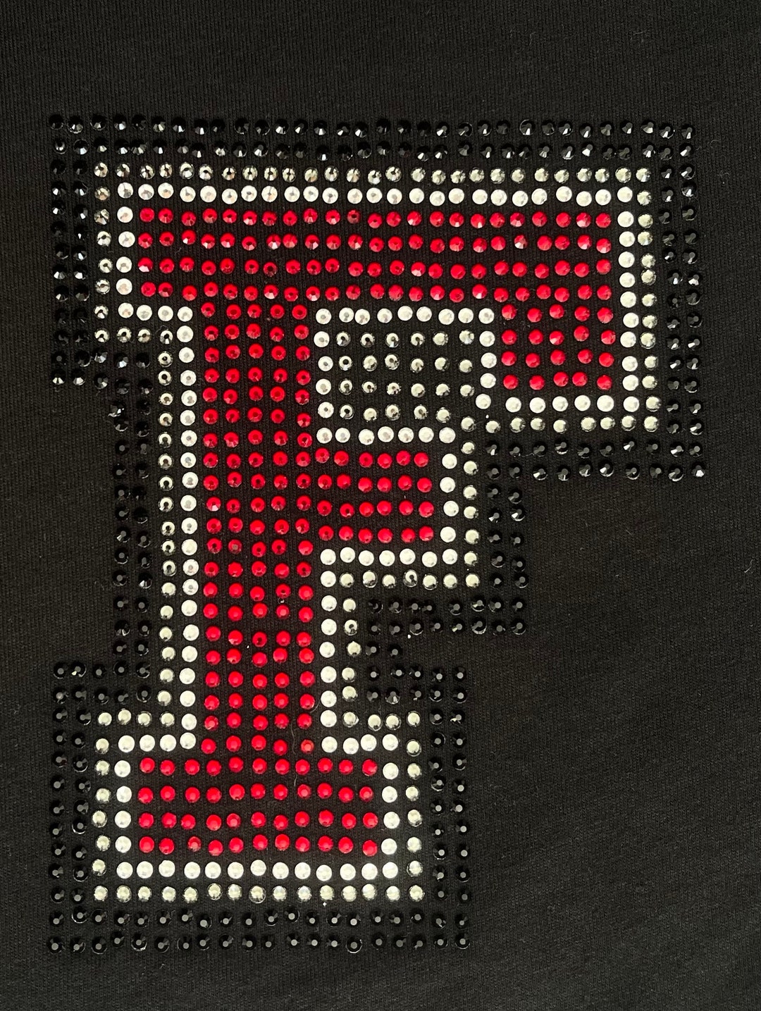 Custom College Rhinestone LETTER Logo Crop Tee Shirt (3 Colors ...