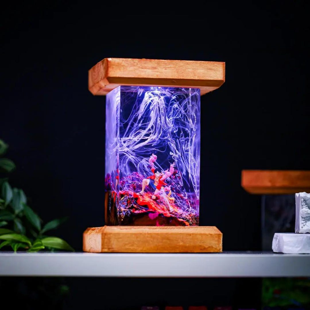 L.uf.fy D Monkey Epoxy Resin Wood Lamp Night Light Unique Her Him Mom Dad Kid Lover Fans ...