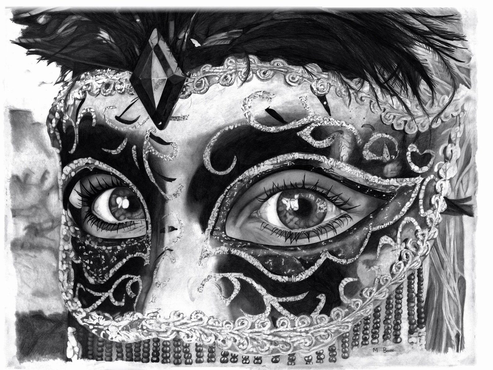 Mask Pencil Drawing PRINT - Etsy